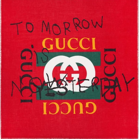 Gucci | Accessories | Gucci Limited Red Coco Capitn Logo Silk Shawl ...
